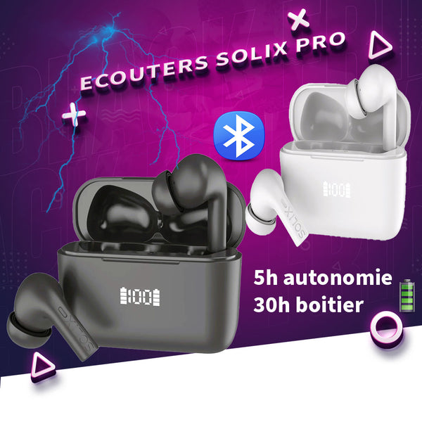 Écouteurs sans fil Solix PRO (Bluetooth) avec LCD – TotalAchat.fr